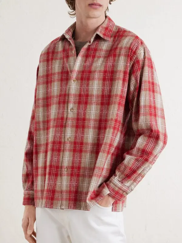 A.PRESSE Checked Cotton And Silk-blend Twill Shirt