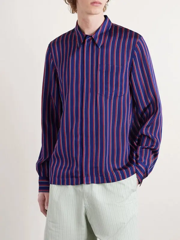 Dries Van Noten Striped Crepe Shirt