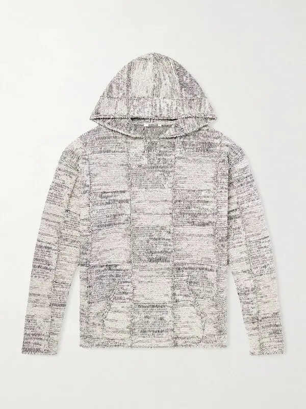 Auralee Patchwork Cotton And Linen-blend Hoodie - Gray