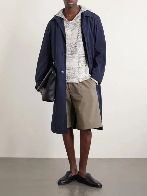 Auralee Patchwork Cotton And Linen-blend Hoodie - Gray
