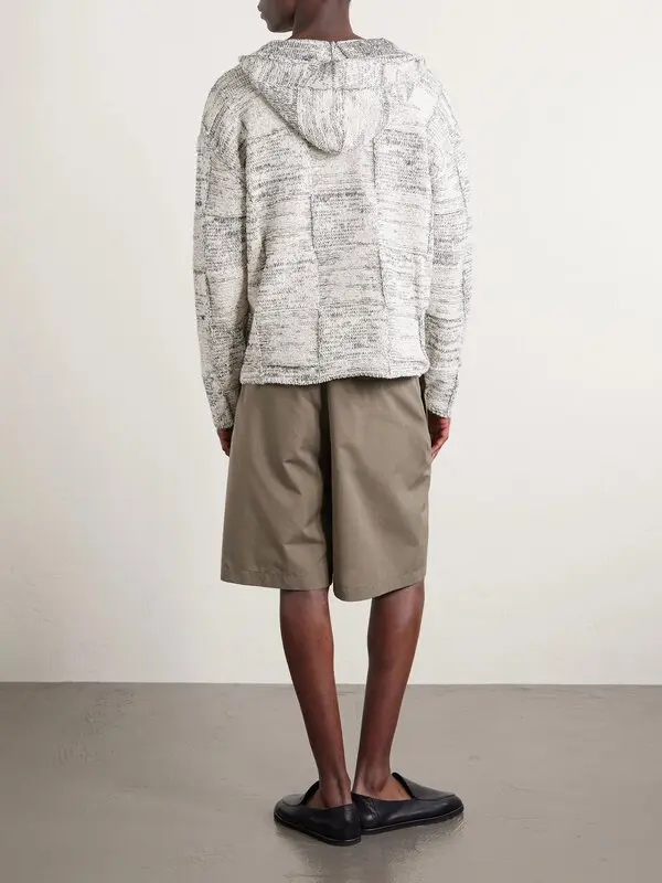 Auralee Patchwork Cotton And Linen-blend Hoodie - Gray