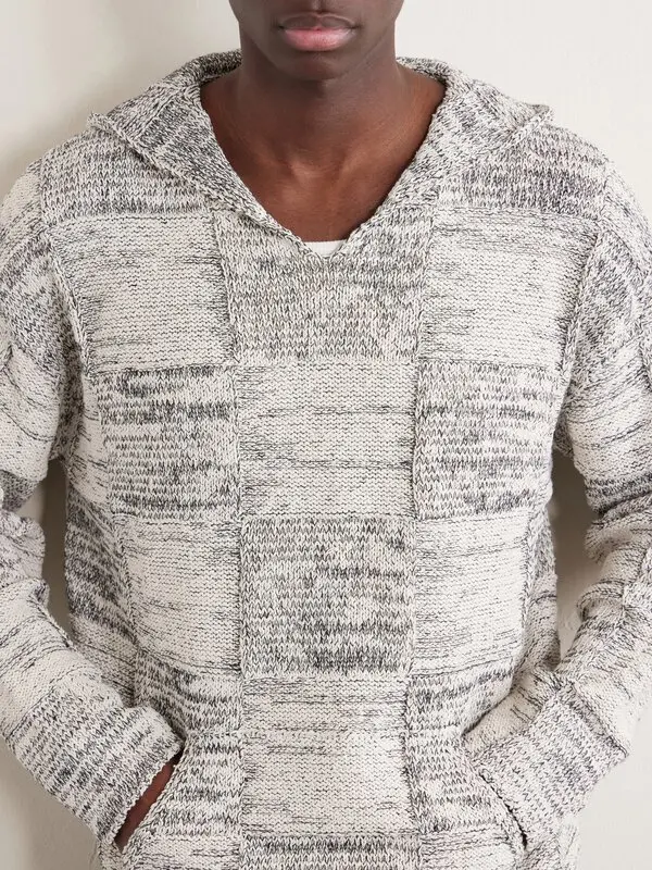Auralee Patchwork Cotton And Linen-blend Hoodie - Gray