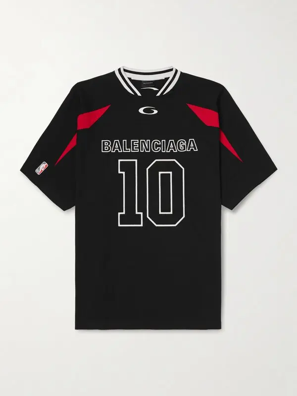 Balenciaga Nba Oversized Logo-embroidered Cotton-jersey T-shirt - Black