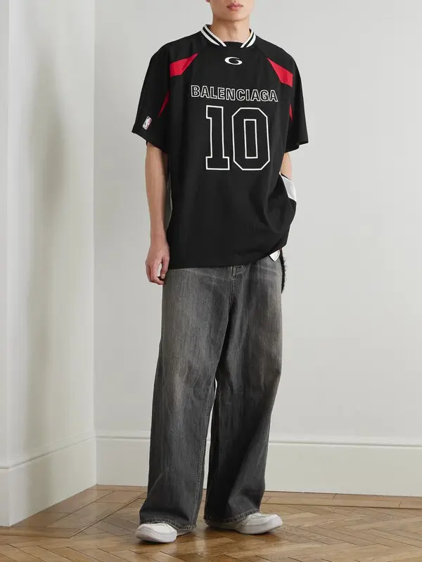 Balenciaga Nba Oversized Logo-embroidered Cotton-jersey T-shirt