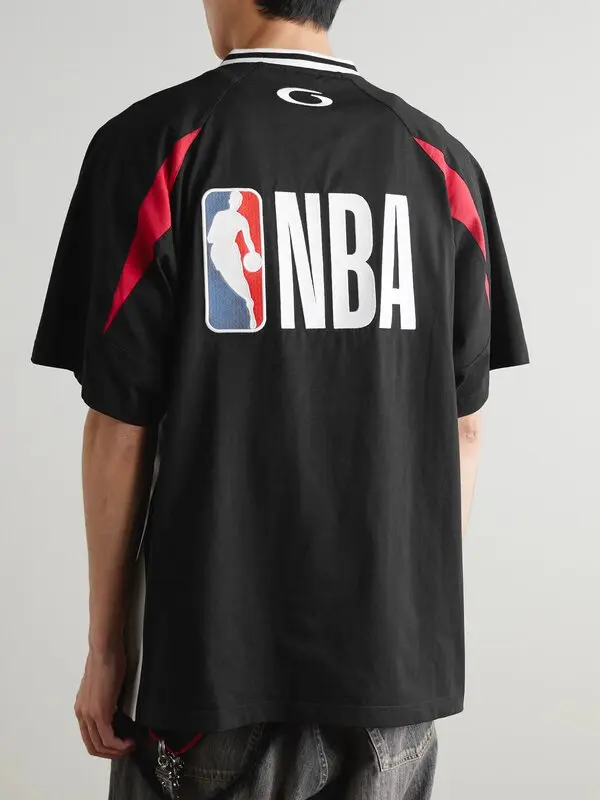 Balenciaga Nba Oversized Logo-embroidered Cotton-jersey T-shirt