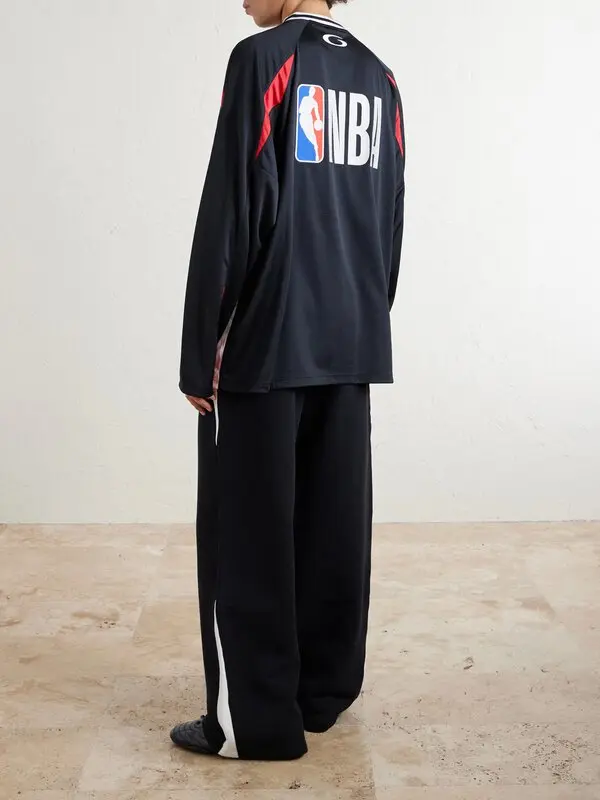 Balenciaga Nba Wide-leg Logo-embroidered Cotton-jersey Sweatpants
