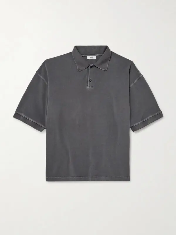 AGOLDE Curren Cotton-jersey Polo Shirt - Gray