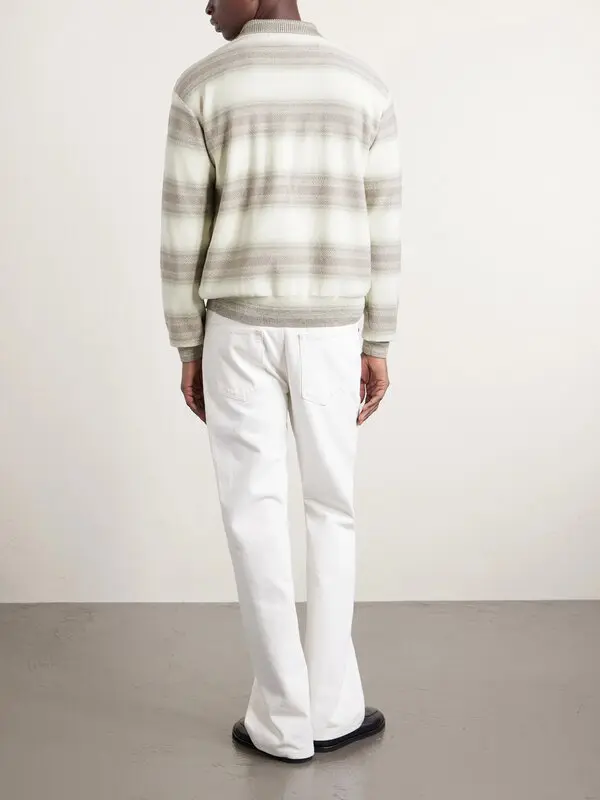 Auralee Dégradé Striped Knitted Cotton And Silk-blend Cardigan - Gray