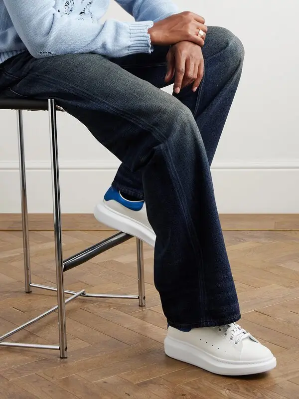 Alexander McQueen Exaggerated-sole Leather Sneakers - White
