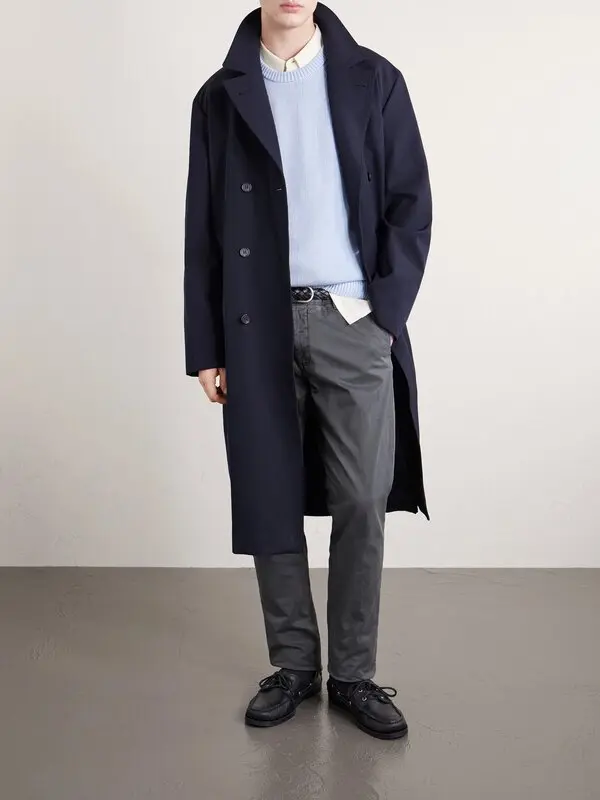 SLOWEAR Slim-fit Tapered Stretch-cotton Gabardine Trousers - Gray