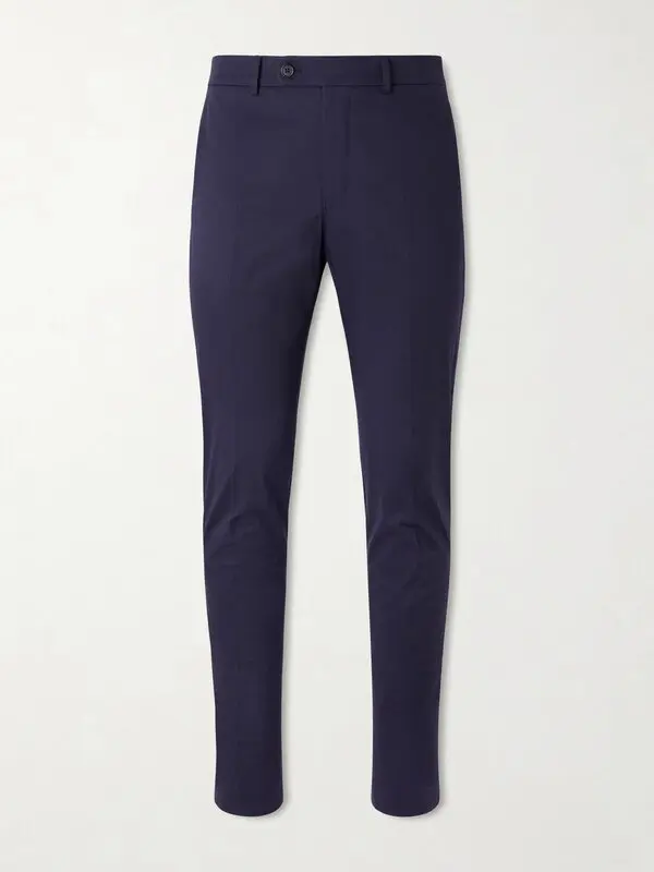 SLOWEAR Tapered Stretch-cotton Trousers - Blue