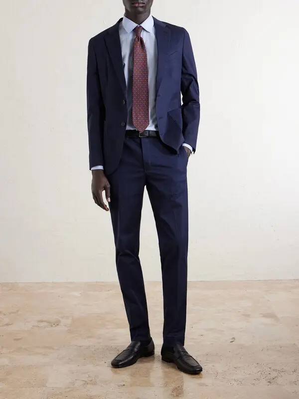 SLOWEAR Tapered Stretch-cotton Trousers - Blue