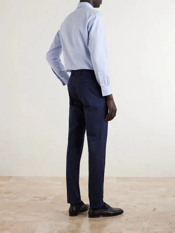 SLOWEAR Tapered Stretch-cotton Trousers - Blue