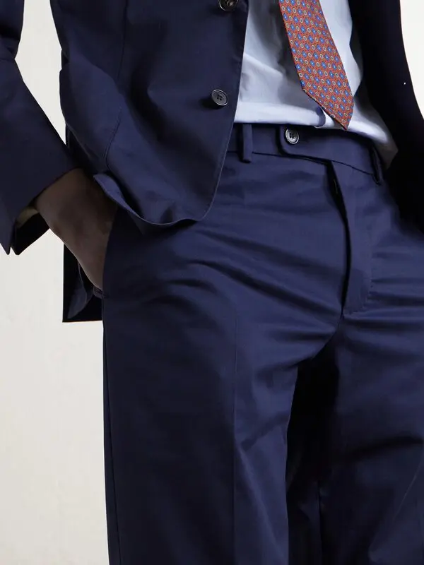 SLOWEAR Tapered Stretch-cotton Trousers - Blue