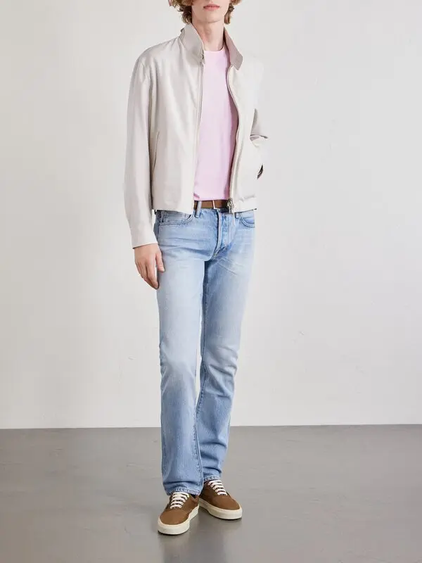 TOM FORD Slim-fit Logo-embroidered Cotton And Silk-blend Jersey T-shirt - Pink