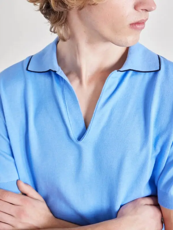 TOM FORD Sea Island Cotton And Silk-blend Polo Shirt - Blue