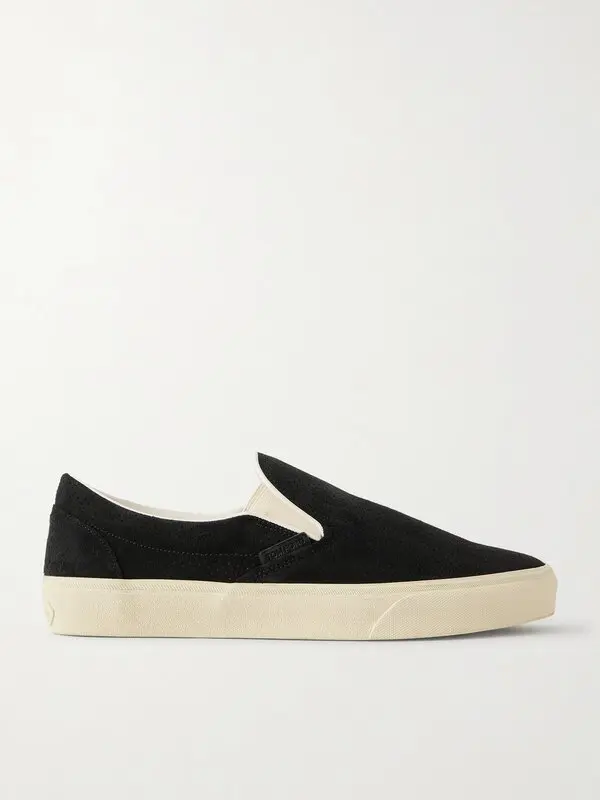 TOM FORD Perforated Suede Slip-on Sneakers - Black
