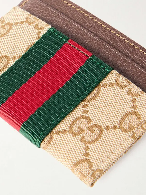 Gucci Leather-trimmed Monogrammed Canvas Cardholder