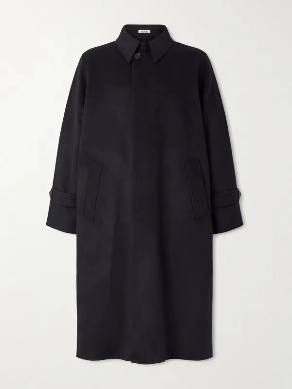 Auralee Melton Wool Tailored Coat - Black