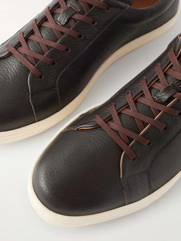 George Cleverley Jack Iii Deerskin Sneakers - Dark Brown