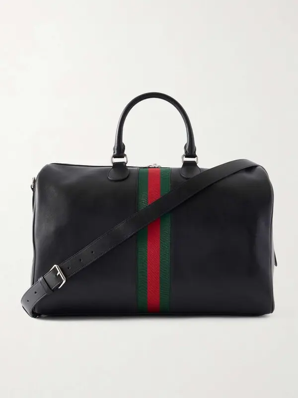 Gucci Medium Webbing-trimmed Leather Duffle Bag
