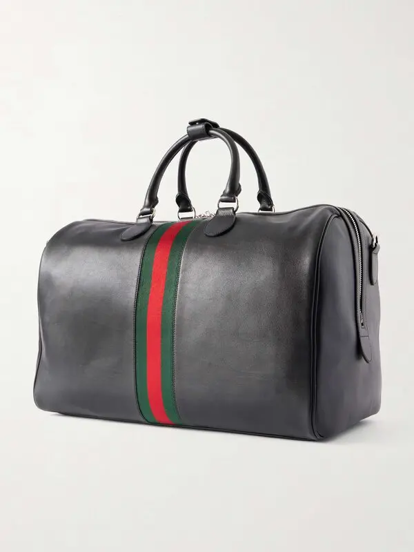 Gucci Medium Webbing-trimmed Leather Duffle Bag