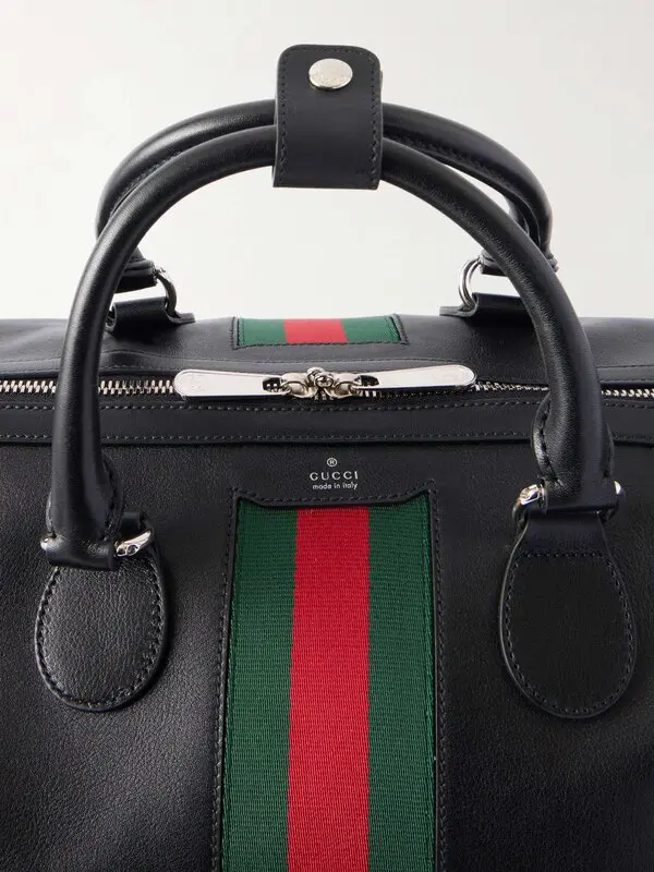 Gucci Medium Webbing-trimmed Leather Duffle Bag