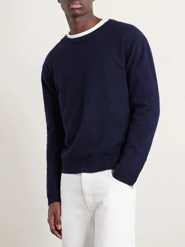 Auralee Brushed Cashmere And Cotton-blend Sweater