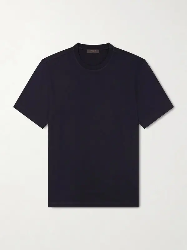 SLOWEAR Cotton And Silk-blend Jersey T-shirt - Blue