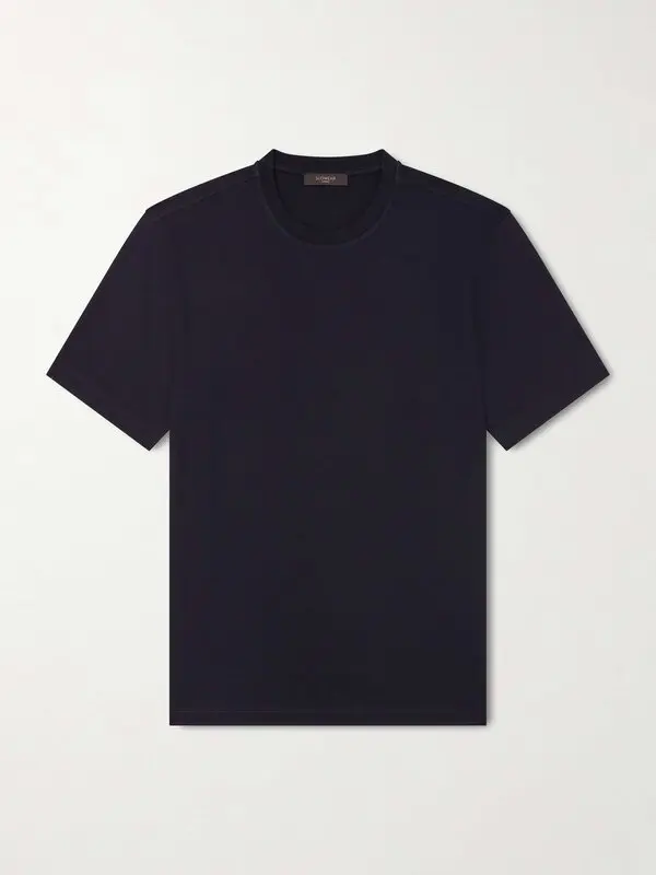 SLOWEAR Cotton And Silk-blend Jersey T-shirt - Navy