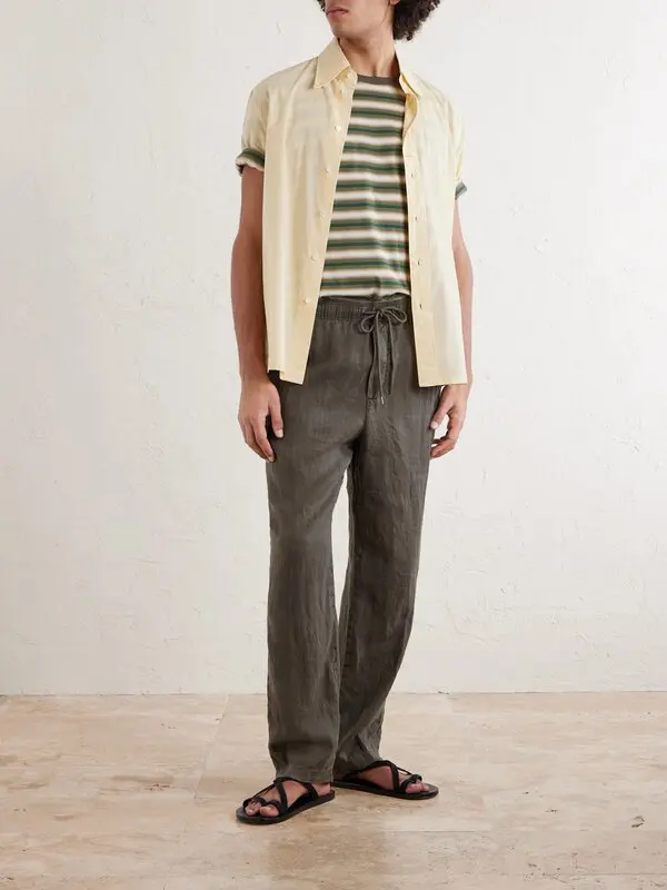 JAMES PERSE Straight-leg Linen Trousers - Green