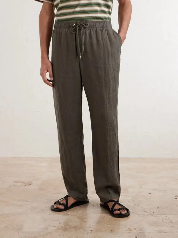 JAMES PERSE Straight-leg Linen Trousers - Green