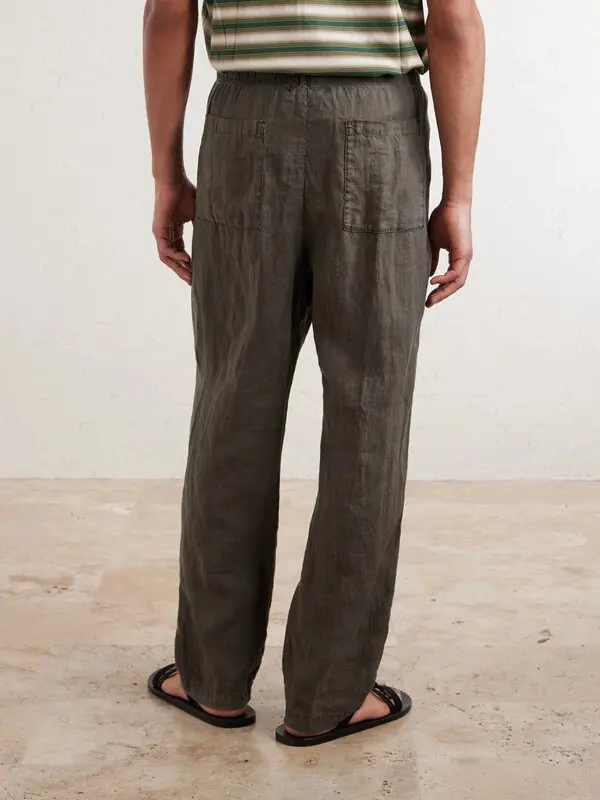 JAMES PERSE Straight-leg Linen Trousers - Green