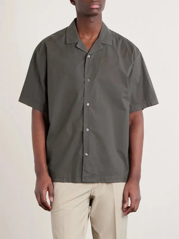 JAMES PERSE Camp-collar Cotton-blend Poplin Shirt