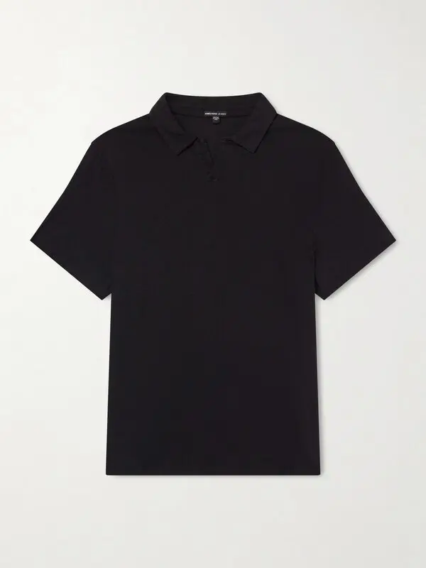 JAMES PERSE Open-collar Cotton-jersey Polo Shirt - Black