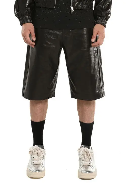 PURPLE BRAND Relaxed Sheepskin Leather Track Shorts