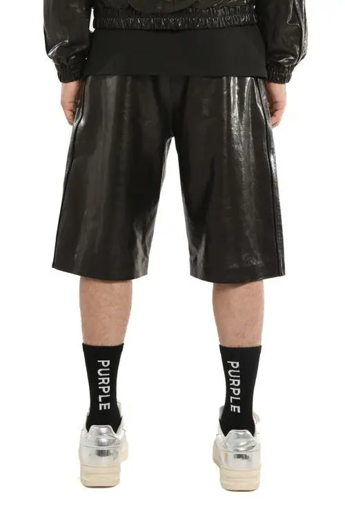 PURPLE BRAND Relaxed Sheepskin Leather Track Shorts
