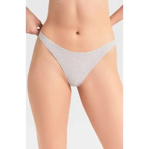 SKIMS Everyday Cotton Thong - Light Heather Grey