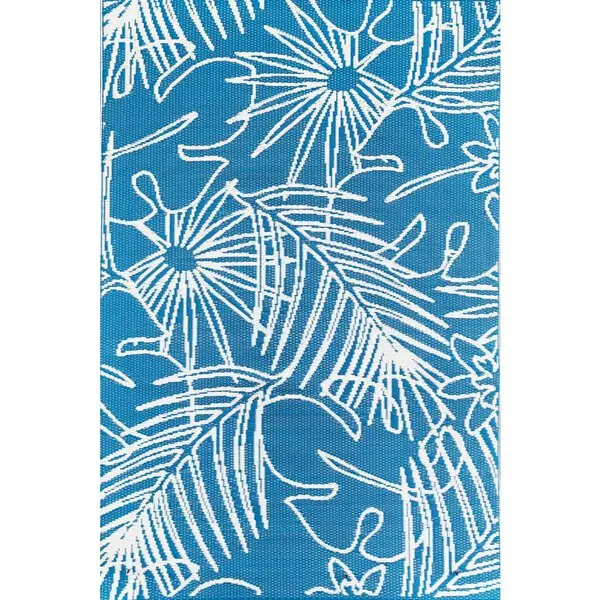 MAD MATS Palm Leaf Rug - Turquoise White - 6'x9'