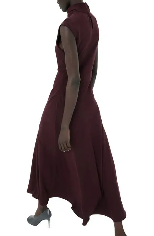 Mango Drape Mock Neck Sleeveless Midi Dress