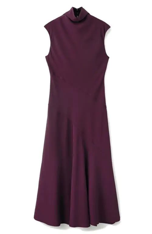 Mango Drape Mock Neck Sleeveless Midi Dress