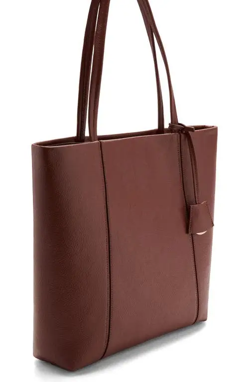 Mango Faux Shopper Bag - Leather