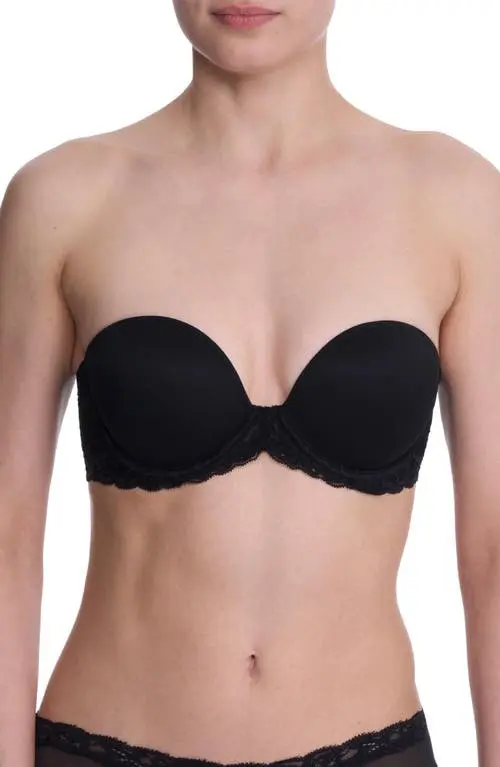 Natori Feathers Lace Plunge Strapless Bra - Black