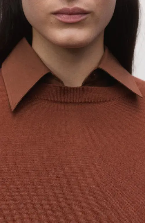 Mango Crewneck Wool Sweater - Russet