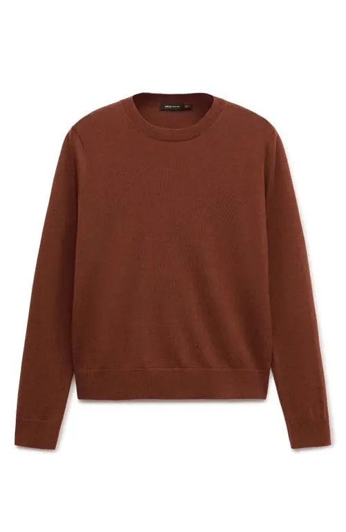 Mango Crewneck Wool Sweater - Russet