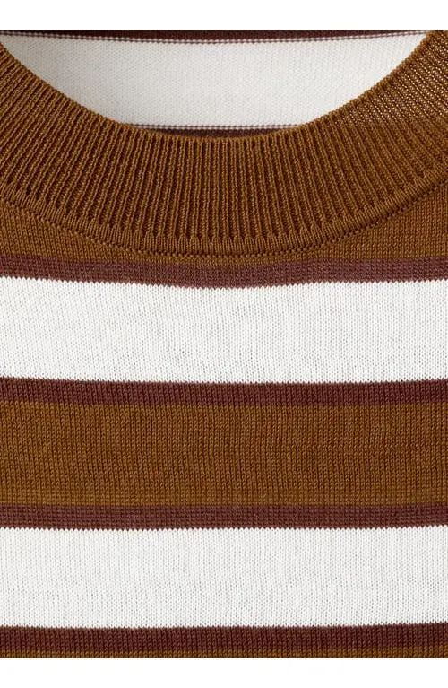 Mango Stripe Short Sleeve Sweater
