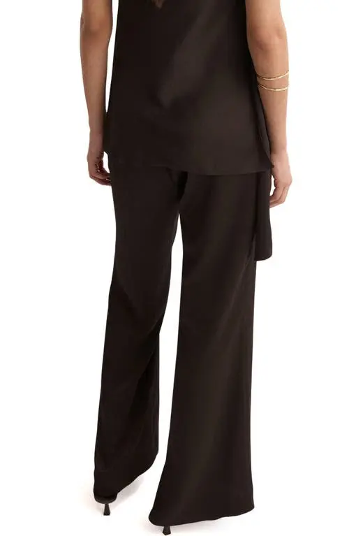 Mango Straight Leg Satin Pants - Chocolate
