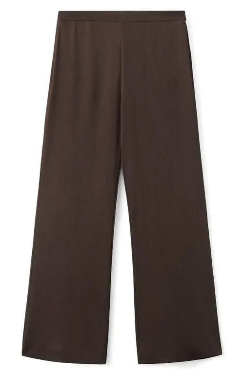 Mango Straight Leg Satin Pants - Chocolate