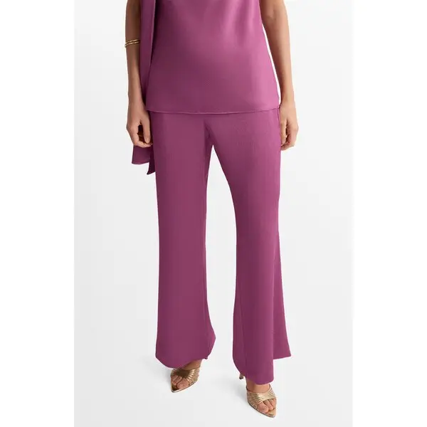 Mango Straight Leg Satin Pants - Light/pastel Purple
