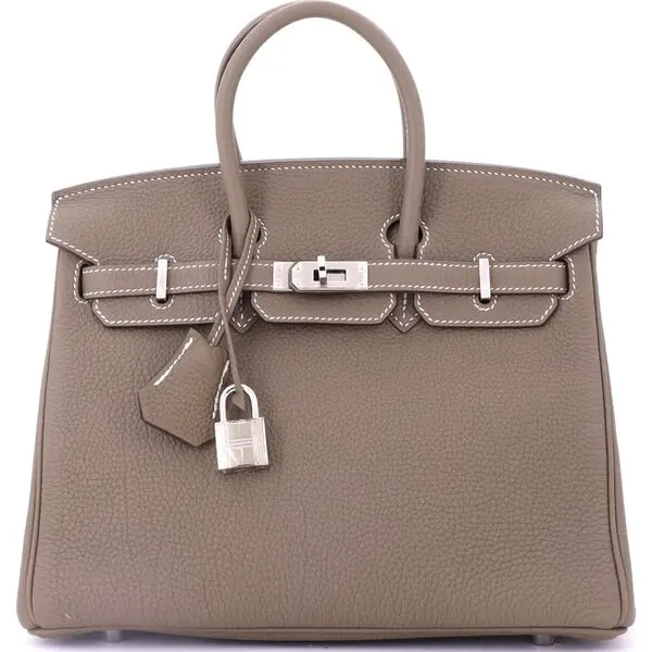 HERMES Birkin Handbag Grey Togo With Palladium Hardware 25 - Etoupe